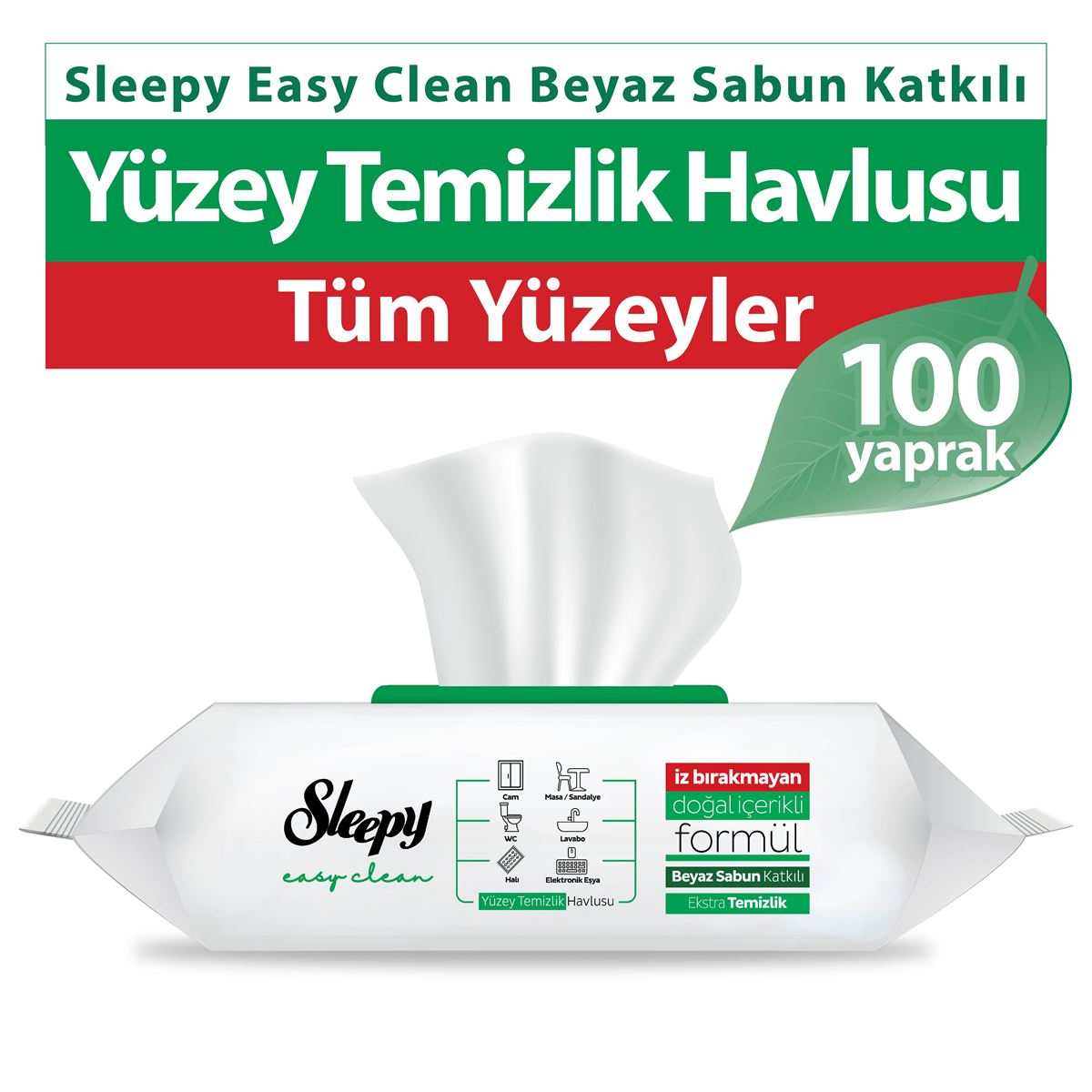 Sleepy Easy Clean Beyaz Sabun Katkılı Yüzey Temizlik Havlusu 100 Yaprak ...